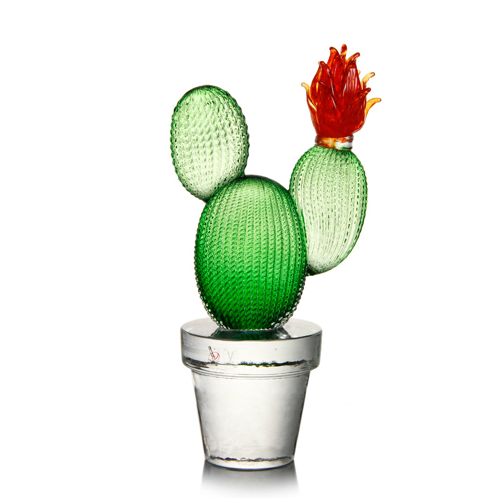 Formia Murano - Glass Cactus Sculpture with Red Flower- LIMITED EDITIO
